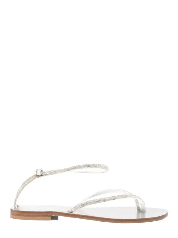 EDDI CUOMO Glass-embellished Flat Sandals - Silver