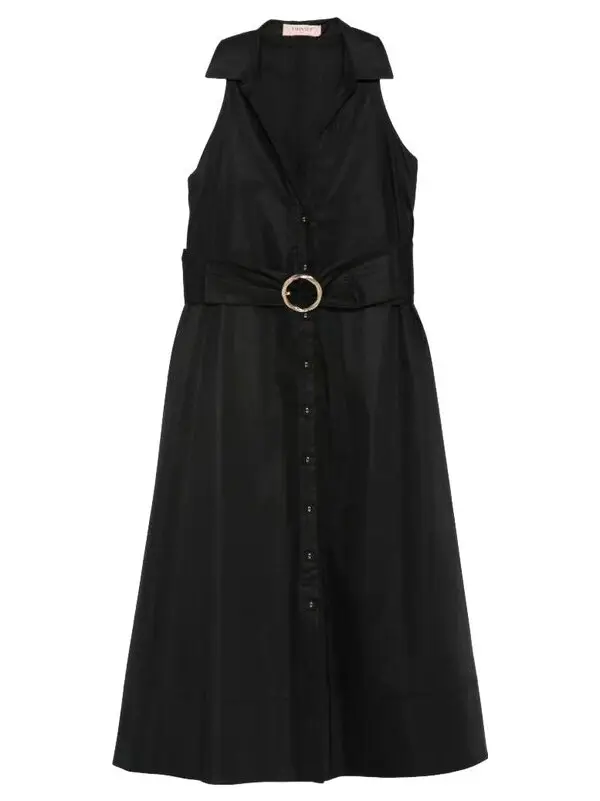 TWINSET Belted Buttoned Dress - Black