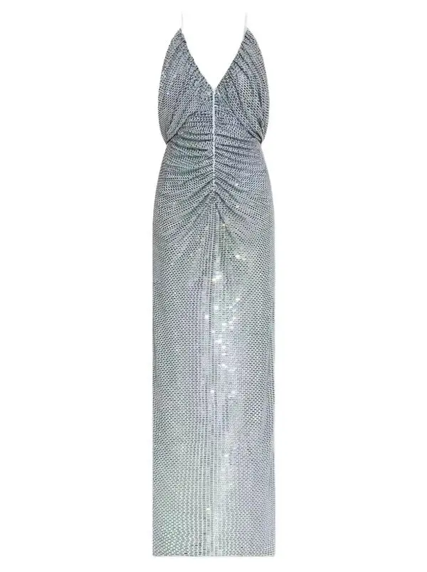 SELF-PORTRAIT Embellished Maxi Dress - Silver
