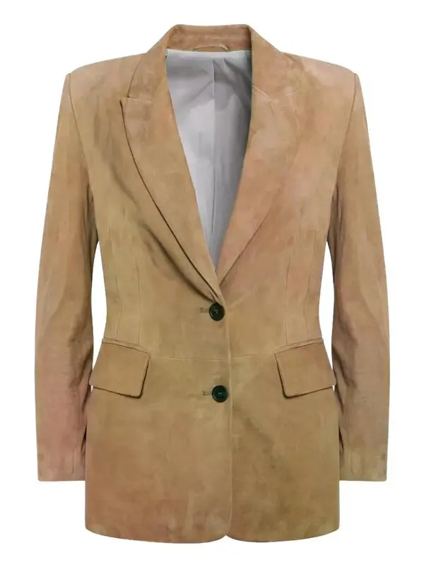 SWORD 6644 Single-breasted Suede Blazer - Neutrals