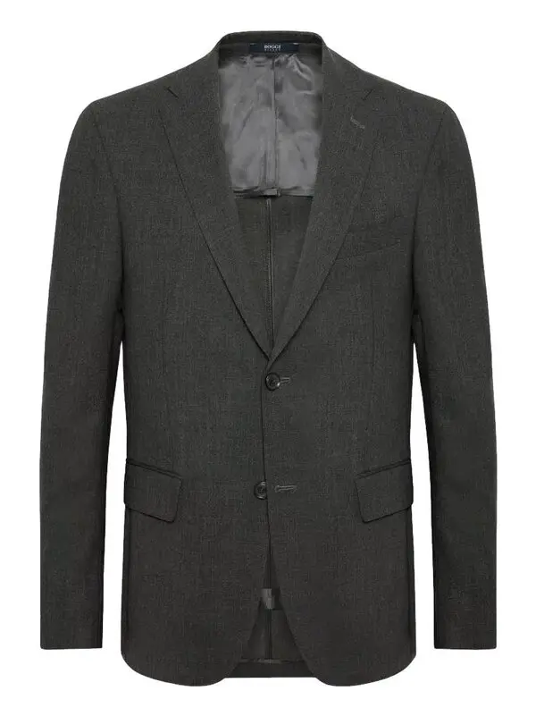 Boggi Milano Flap-pocket Wool Blazer - Grey