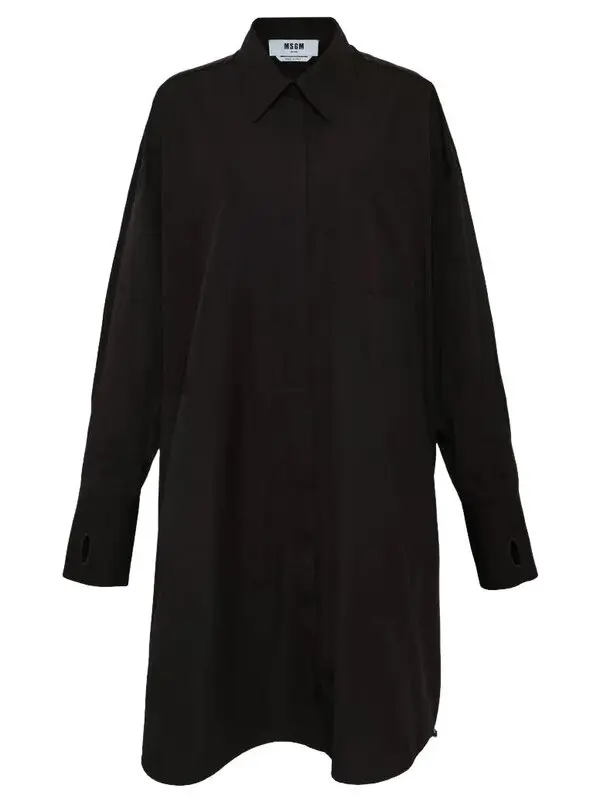 MSGM Collared Shirt Midi Dress - Black