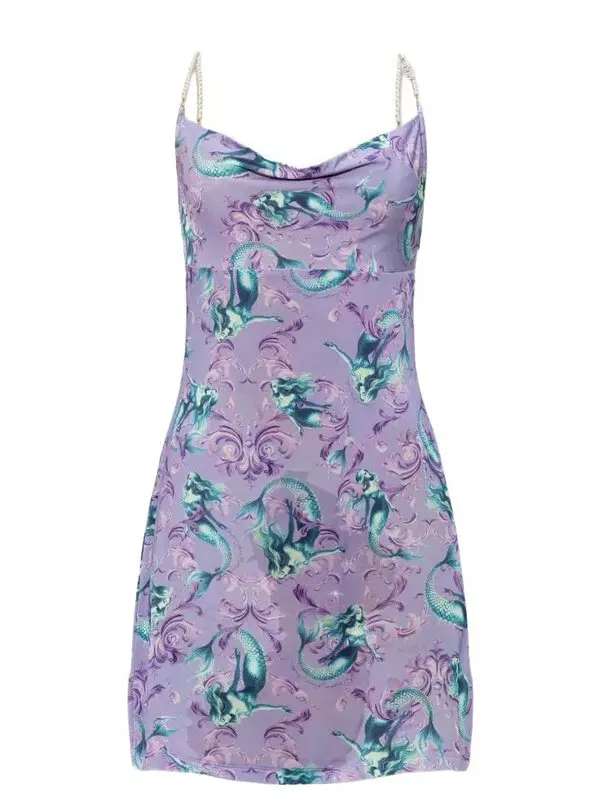 Versace Mermaid Print Strap Dress - Purple