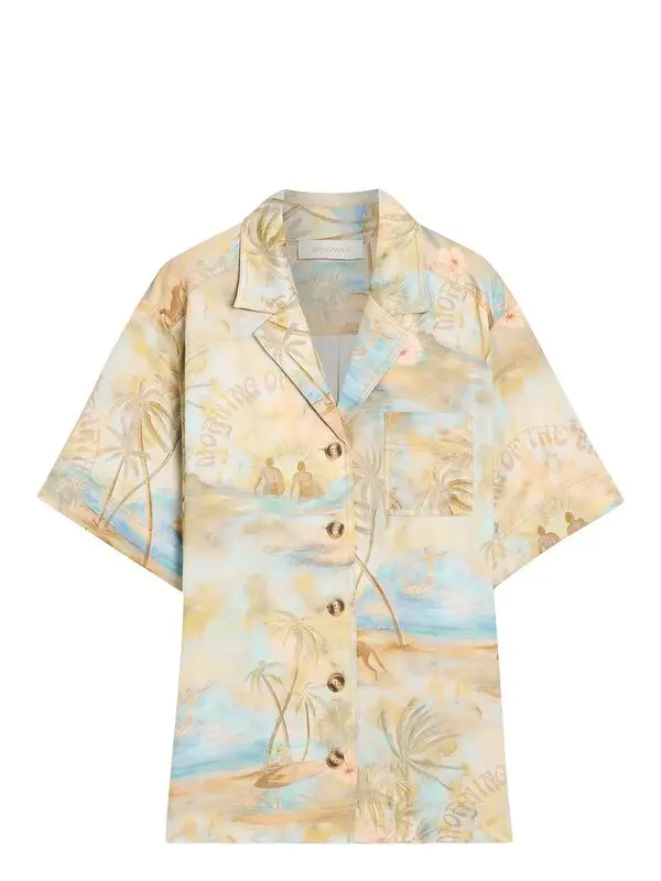 Zimmermann Printed Twill Shirt - Sky Blue
