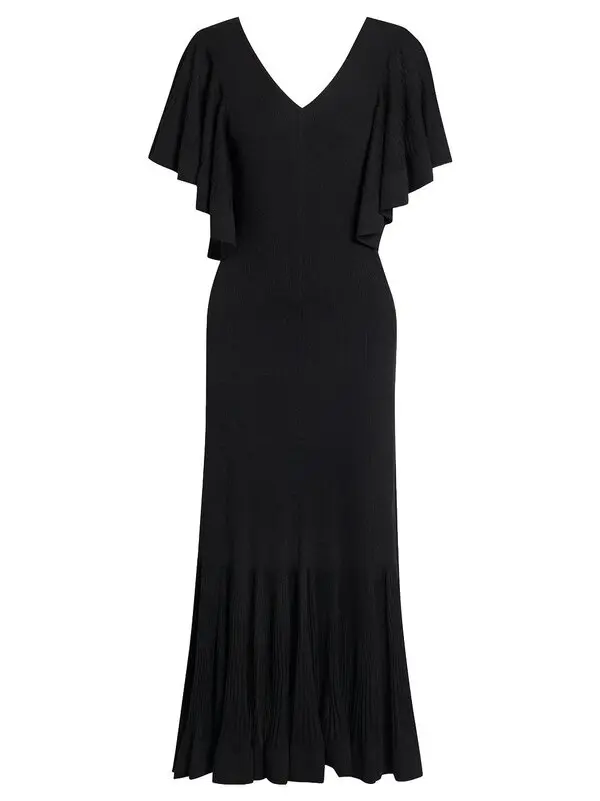 Zimmermann Ruffled Ribbed-knit Maxi Dress - Black