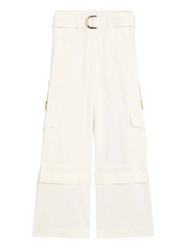 Zimmermann Belted Cotton-twill Wide-leg Pants - Ivory