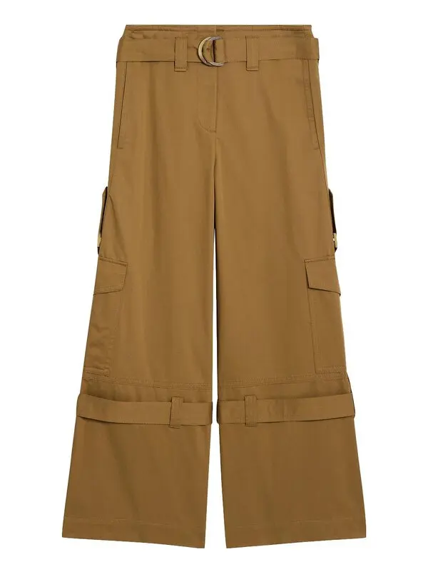 Zimmermann Belted Cotton-twill Wide-leg Pants - Light Brown