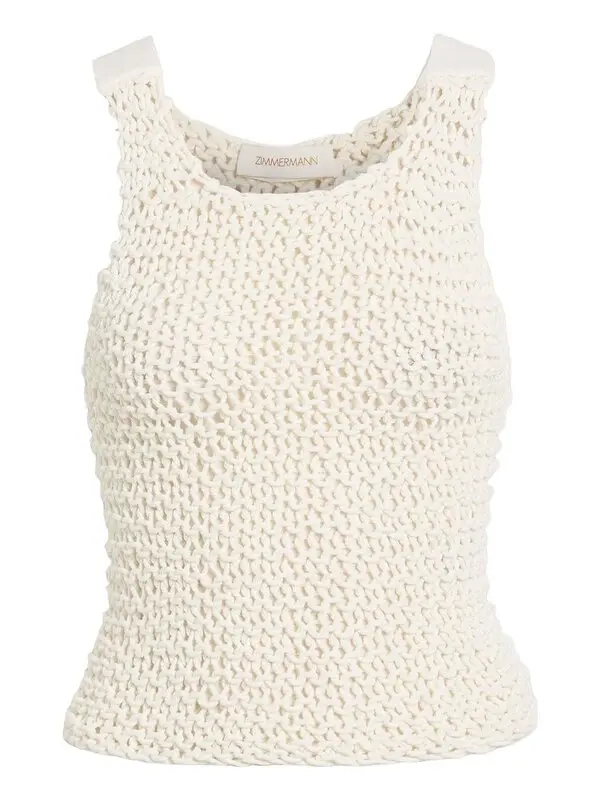 Zimmermann Crocheted Cotton Tank - Ivory
