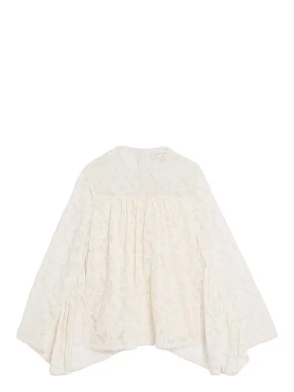 Zimmermann Gathered Lace Blouse - Cream