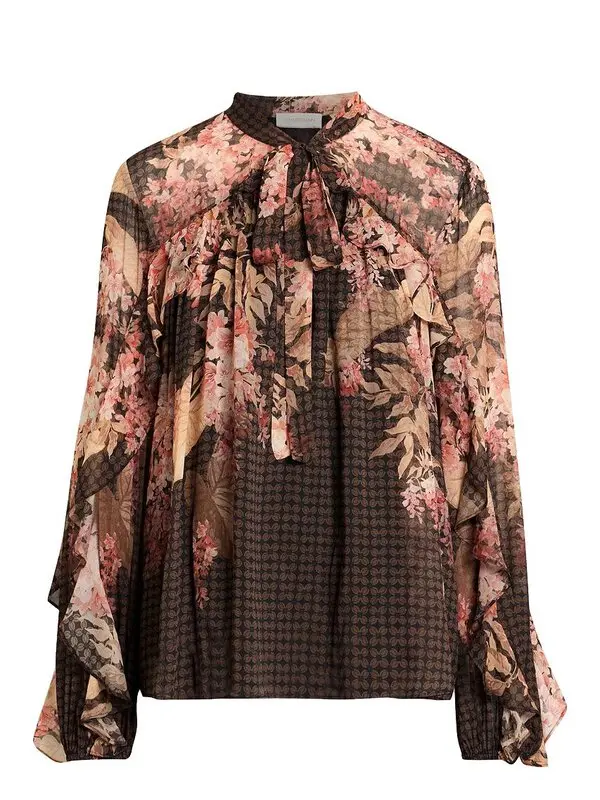 Zimmermann Printed Chiffon Blouse - Black
