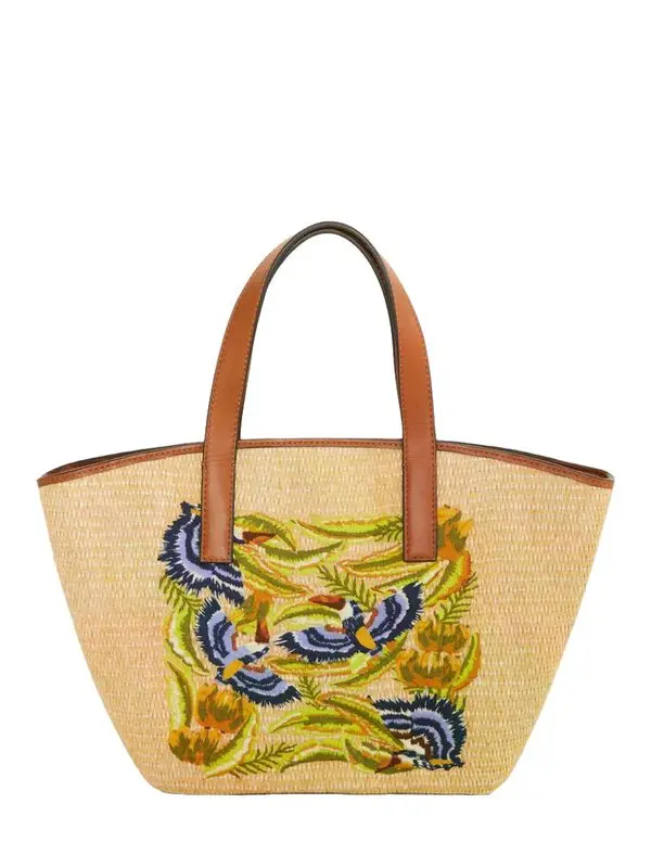 Farm Rio Small Embroidered Tote Bag - Neutrals