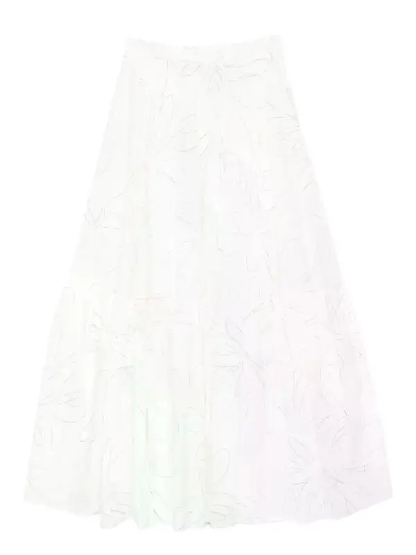 Plan C Floral-print Tiered Maxi Skirt - White