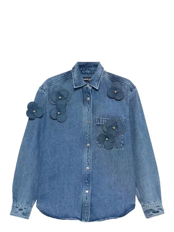 David Koma Floral-appliqué Shirt - Blue