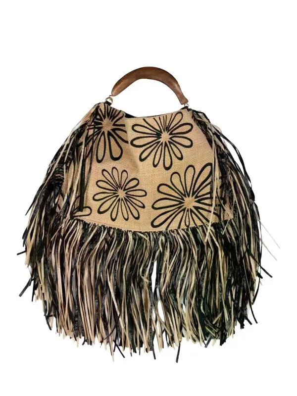 Farm Rio Mini Floral Tote Bag With Fringe - Neutrals
