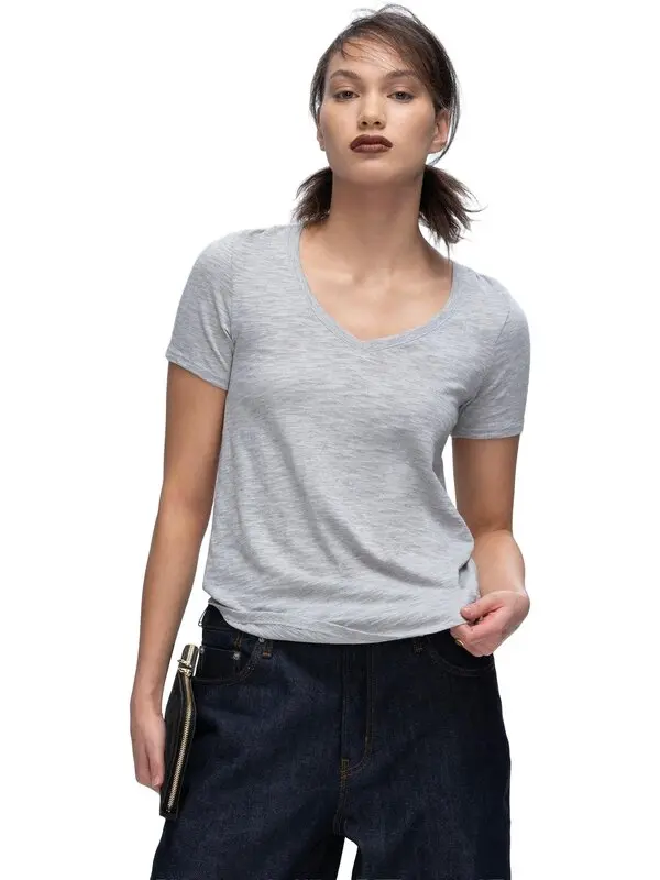 ATM Anthony Thomas Melillo Slub Jersey V-neck T-shirt - Heathered Grey