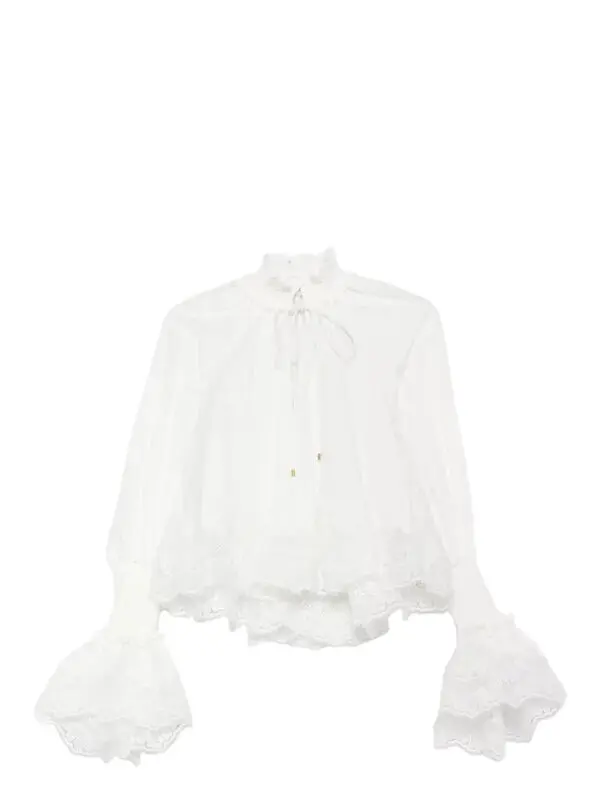 Zimmermann Alchemy Lace-trim Gathered Shirt - White