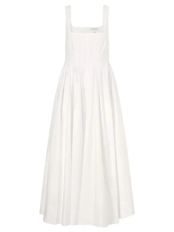 Sportmax Pleated Cotton-poplin Maxi Dress - White