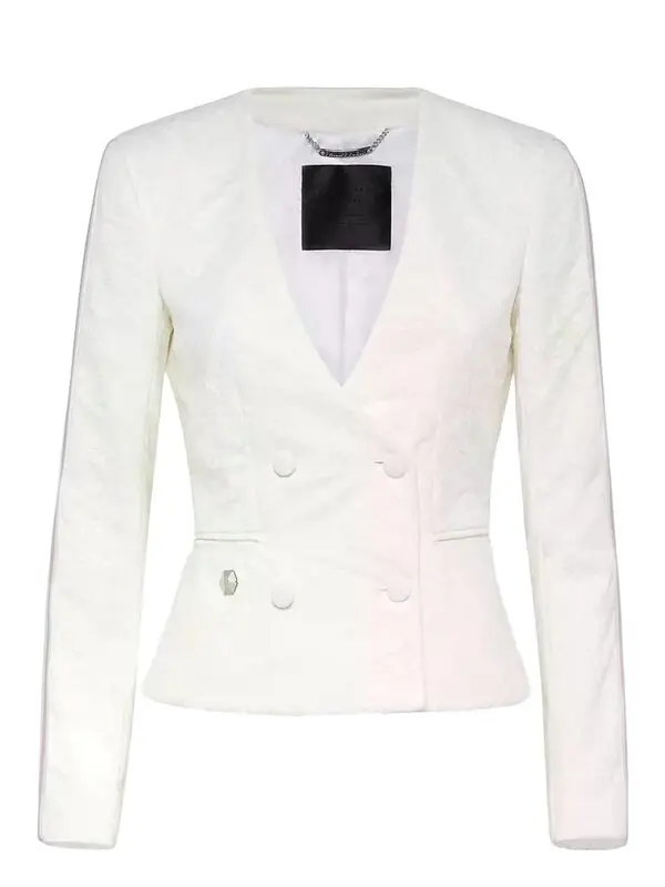 Philipp Plein Fitted Double-breasted Blazer - White