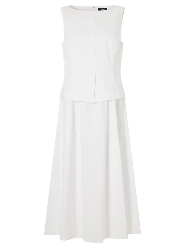 Theory Cotton-blend Poplin Midi Dress - White