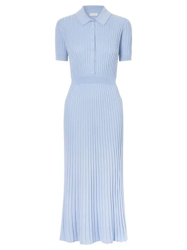 Gabriela Hearst Amor Ribbed Silk And Cashmere-blend Midi Dress - Blue