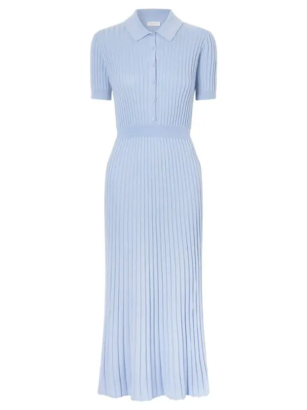Gabriela Hearst Amor Ribbed Silk And Cashmere-blend Midi Dress - Sky Blue