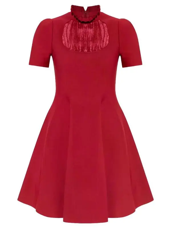 Alexander McQueen Ruffled-neck Mini Dress - Red