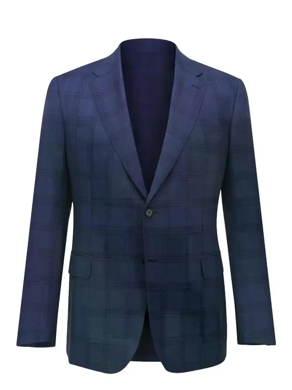 Brioni Checked-pattern Single-breasted Blazer - Blue
