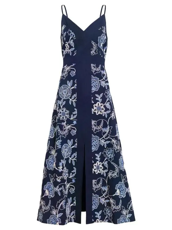 Tanya Taylor Madden Floral-print Midi Dress - Blue