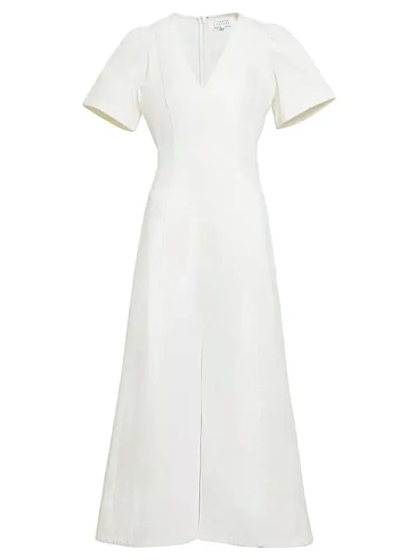 Tanya Taylor Renzo V-neck Midi Dress - White