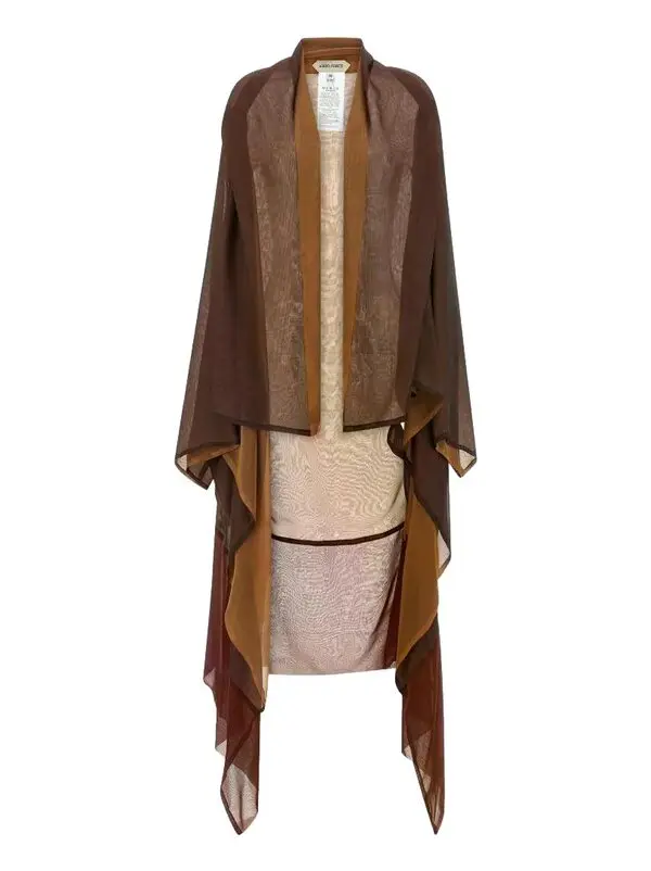 Alberta Ferretti Shawl-collar Chiffon Cardigan - Brown