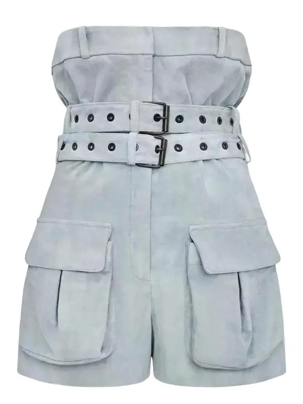 THE MANNEI High-rise Belted Shorts - Blue