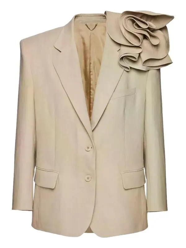 Magda Butrym Ruffled Blazer - Neutrals