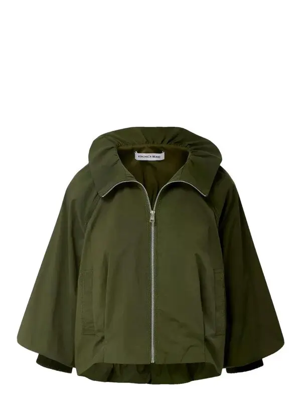 Veronica Beard Circe Zipped Hooded Jacket - Green