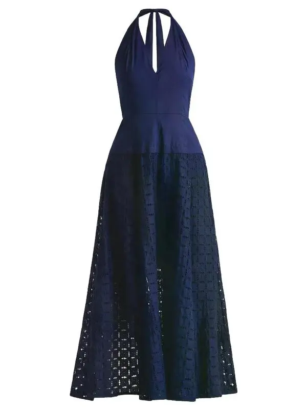 Derek Lam 10 Crosby Maris Eyelet Halter-neck Dress - Blue