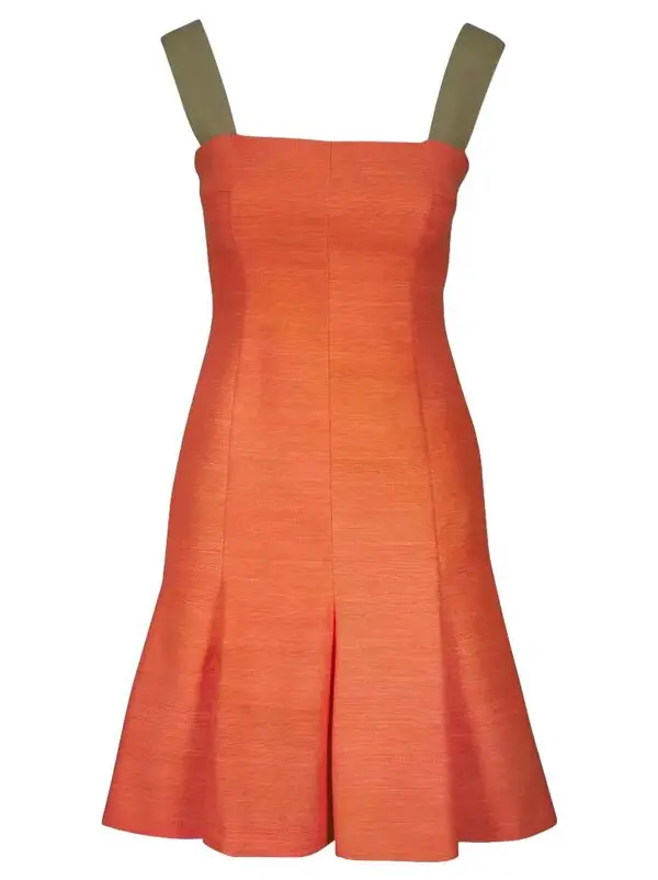 Akris Square-neck Pleated Dress - Orange