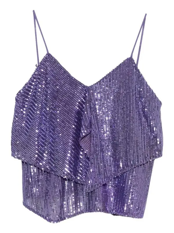 Pinko Tosato Sequin-embellished Ruffled Top - Purple