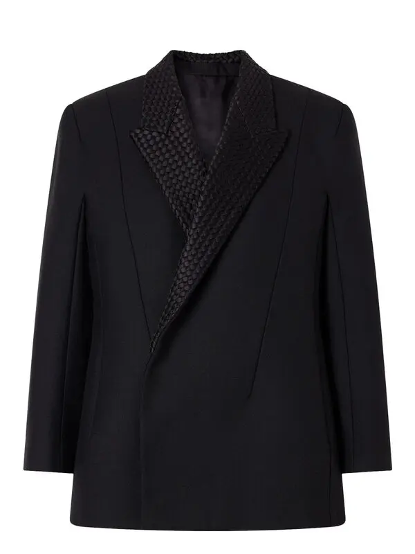 Bottega Veneta Intrecciato Satin-trimmed Wool And Mohair-blend Blazer - Black