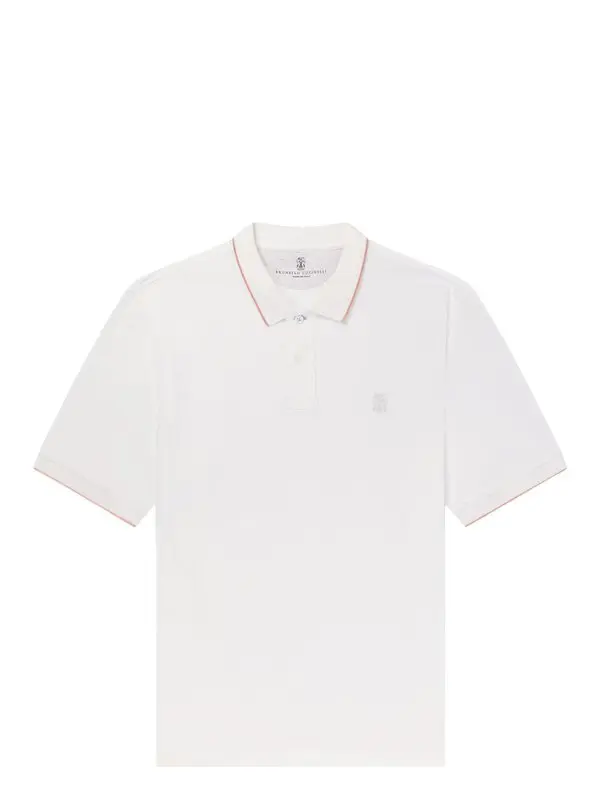 Brunello Cucinelli Logo-embroidered Cotton Polo Shirt - Neutrals