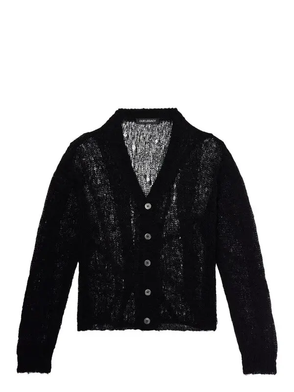Our Legacy Academy Open-knit Cardigan - Black