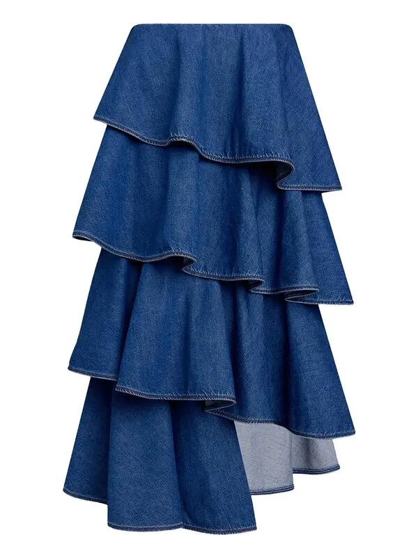 Alaïa Spiral Denim Skirt - Blue
