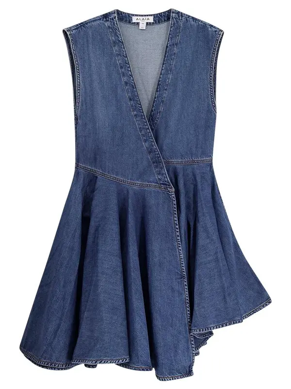 Alaïa Wrap Denim Dress - Blue