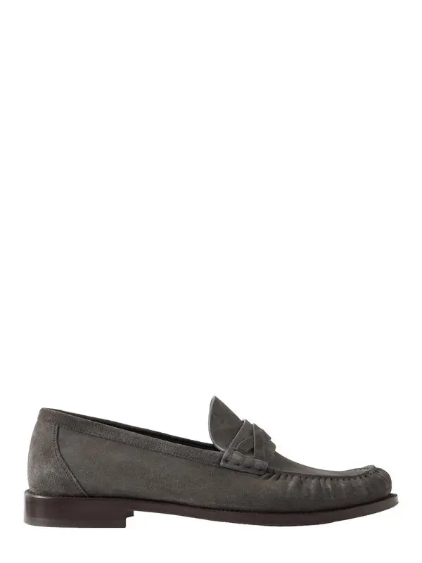 Brunello Cucinelli Suede Penny Loafers - Gray