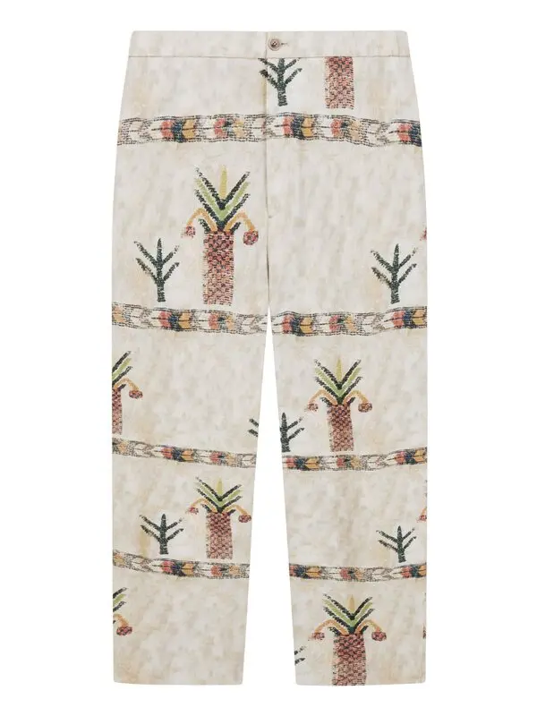 Giorgio Armani Flat Front Trousers In Lyocell And Silk With Print - Patterned
