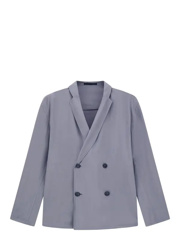 Giorgio Armani Double-breasted Jacket In A Silk And Linen Poplin - Grey