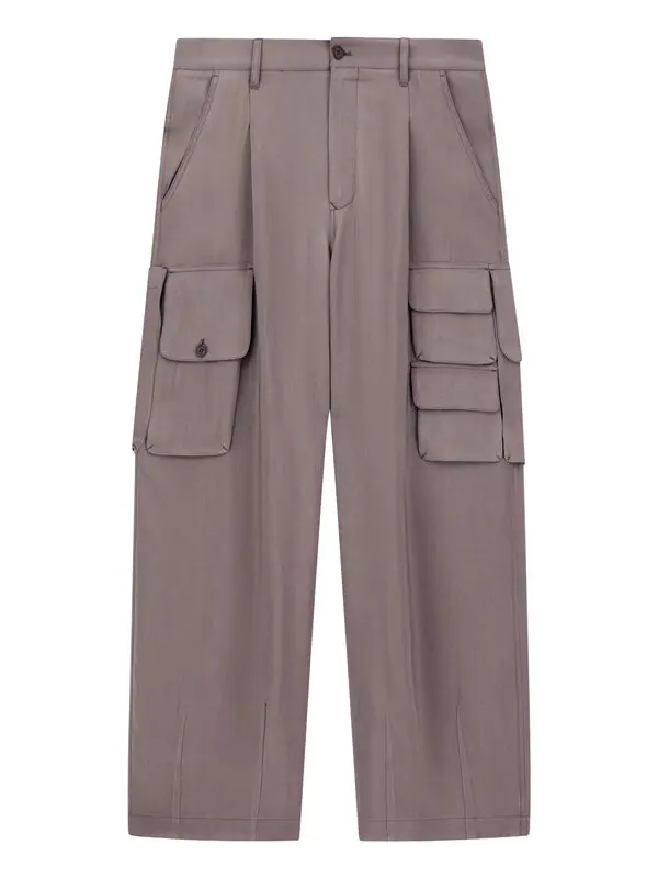 Giorgio Armani Multi-pocket Trousers In Faded Viscose Twill - Brown