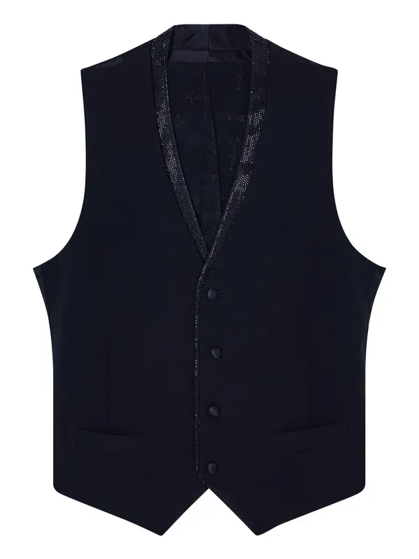 Giorgio Armani Single-breasted Waistcoat With Rhinestone Detail - Black