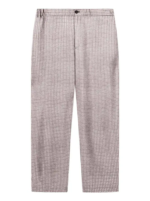 Giorgio Armani Printed Viscose Flat-front Trousers - Beige