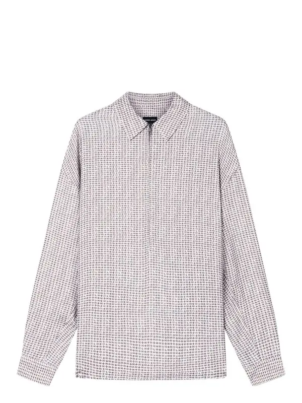 Giorgio Armani Printed Viscose Crépon Shirt With Zip - Beige