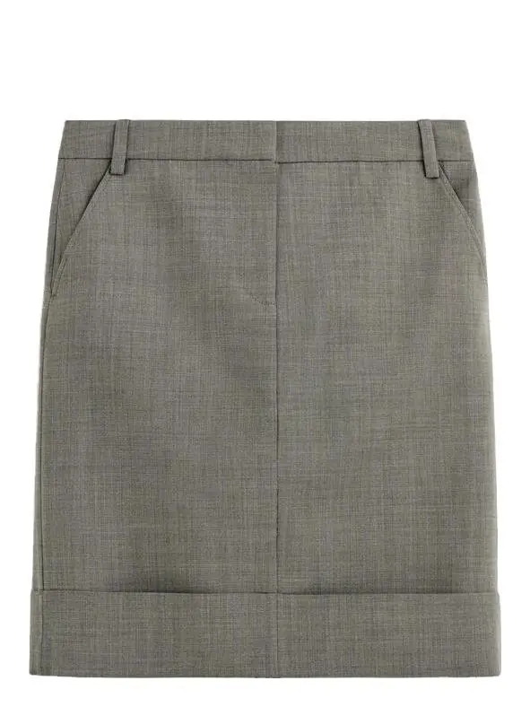 Cos Turn-up Wool-blend Pencil Skirt - Beige