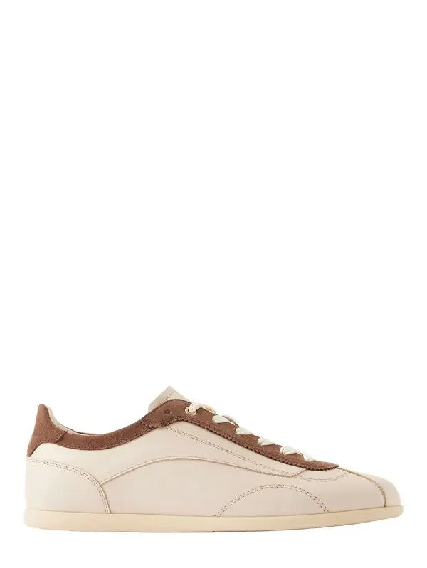 Brunello Cucinelli Suede-trimmed Leather Sneakers - Beige